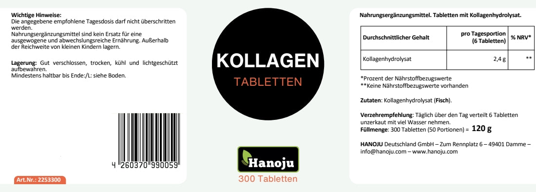 Collagen Tablets 400MG 300 Tablets – Hanoju Deutschland GmbH