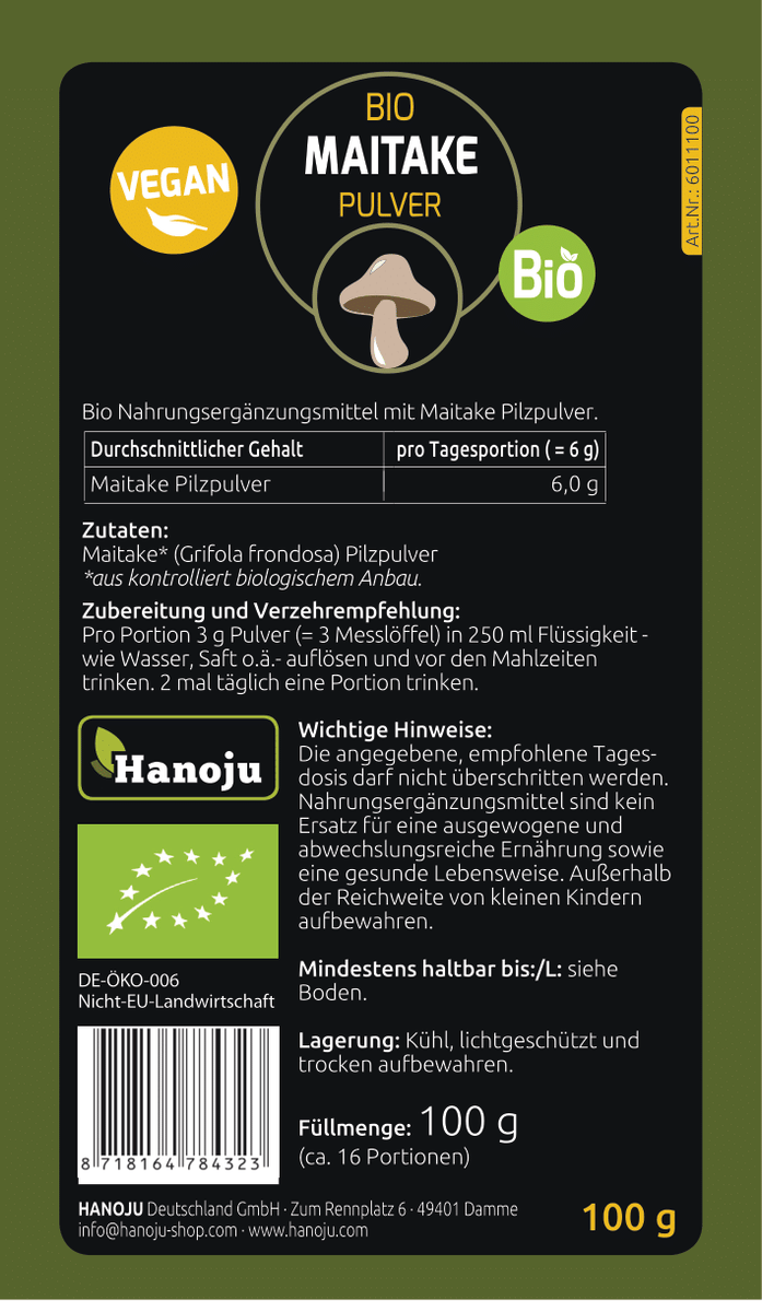 Organic Maitake Mushroom Powder 100 g – Hanoju Deutschland GmbH